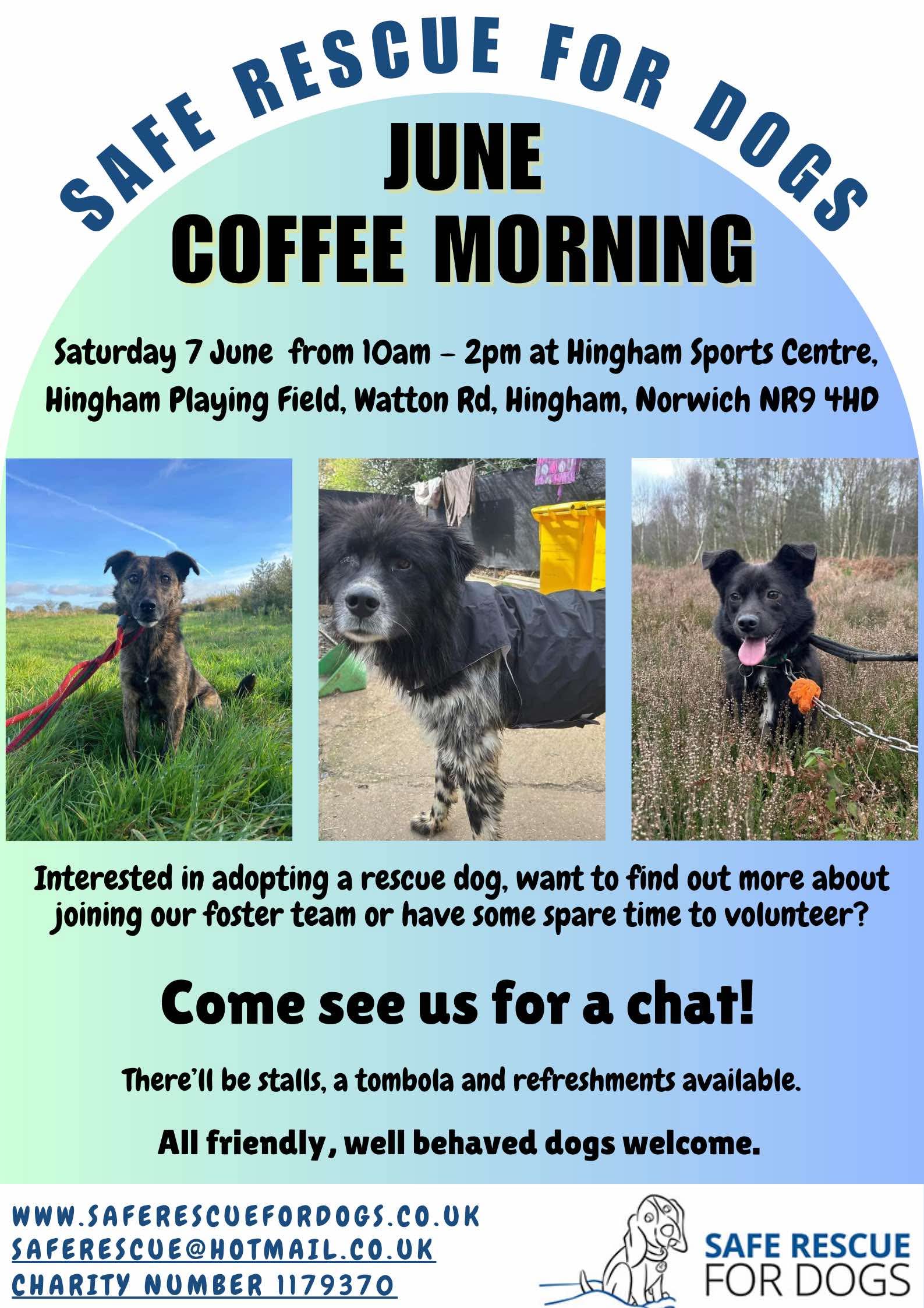 Safe Rescue for Dogs Coffee Morning – Saturday 7th June 2025 - Safe ...